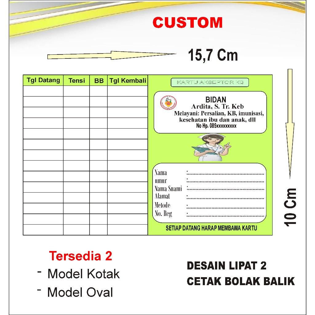 Jual KARTU KB - KARTU KUNJUNGAN KB - KARTU AKSERPTOR KB CUSTOM ...