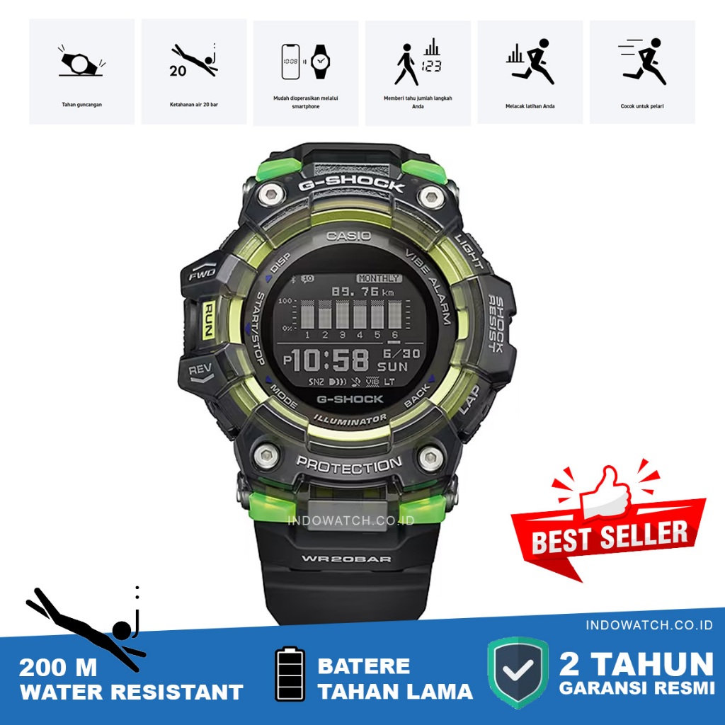 Jual Casio g-shock gbd-100sm-1 g shock gbd 100 original garansi resmi ...