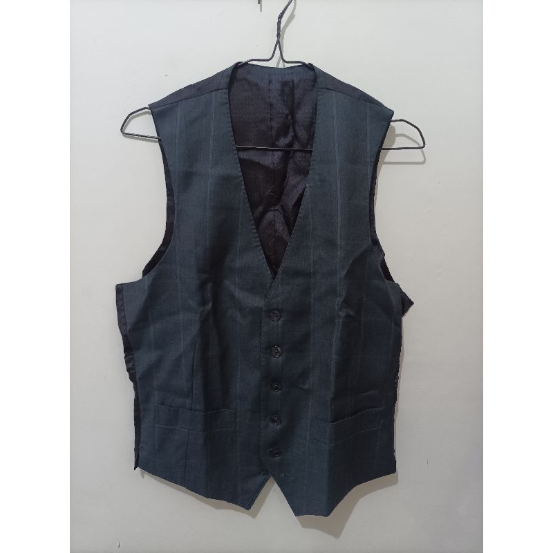Jual BISA NEGO rompi/vest blazer jas warna navy biru dongker garis ...