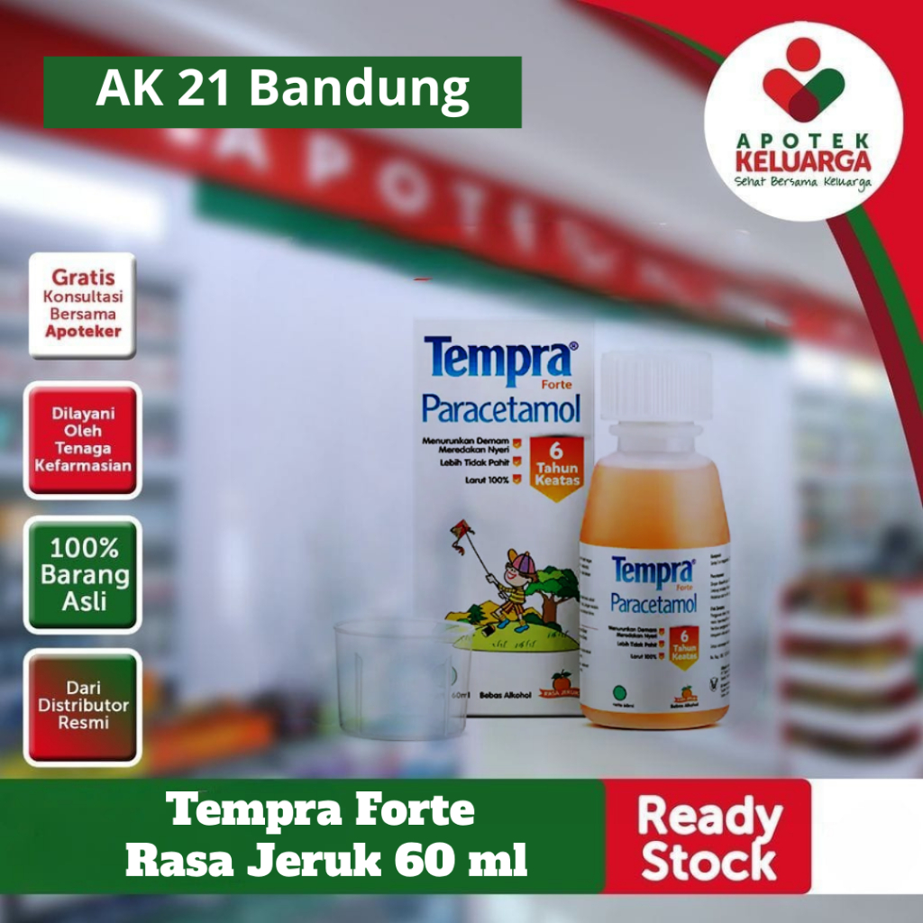 Jual TEMPRA FORTE 60ML RASA JERUK/meredakan sakit kepala, sakit gigi ...