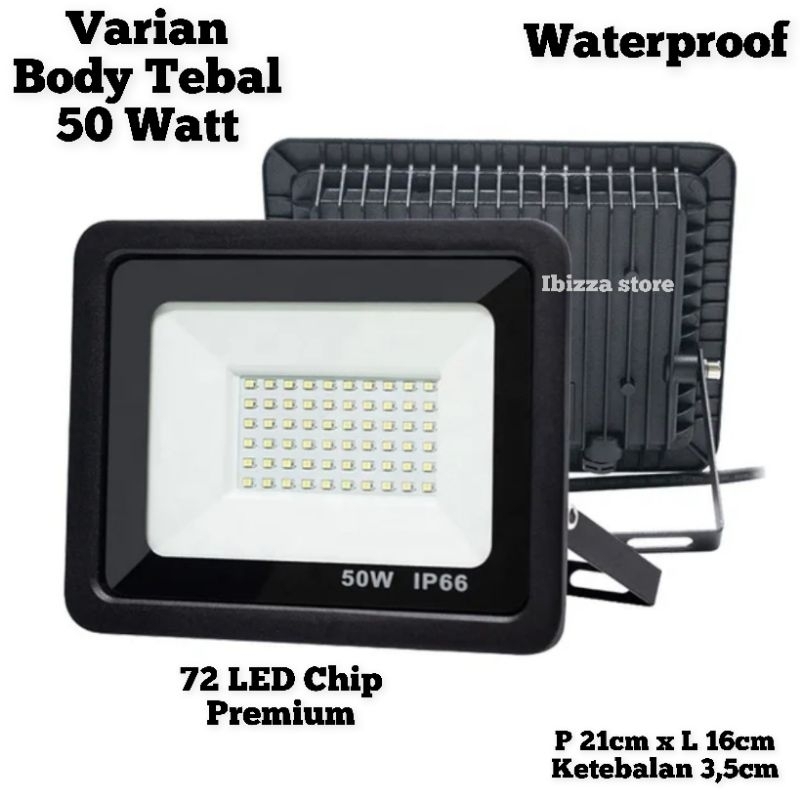 Jual Lampu Sorot LED ANTI AIR 10 20 30 50 100 200 W Watt Putih Dan Kuning kotak tembak 220volt ...