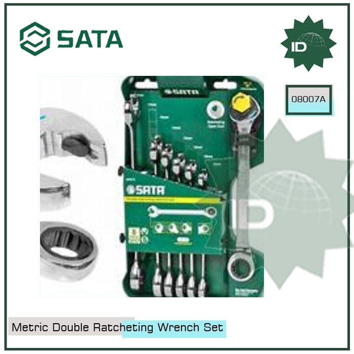 Jual 8 Pcs Kunci Ring Pas Ratchet SET Wrench Combination 08007A SATA ...