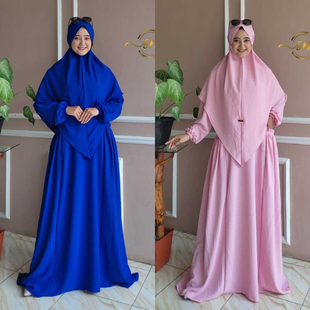 Jual Baju Gamis Wanita Polos Jumbo Sahira Syar'i Set Hijab Crinkel ...