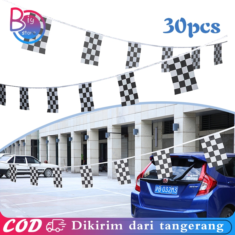 Jual 30sisi/9m Bendera Balap Hitam Dan Putih Bendera Balapan 14x21cm ...