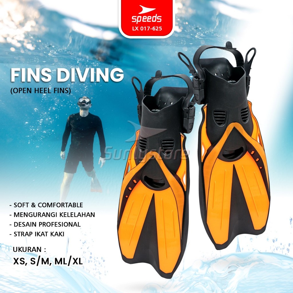 Jual SPEEDS Kaki Katak Kaki Selam Diving Fin Alat Snorkling Fins Renang Original 017-625 ...