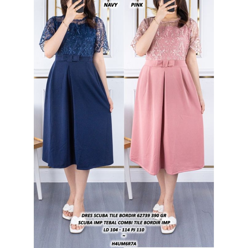 Jual GAUN PESTA BAJU GEREJA NATAL PARTY DRESS SCUBA PREMIUM ASD 627399 | Shopee Indonesia