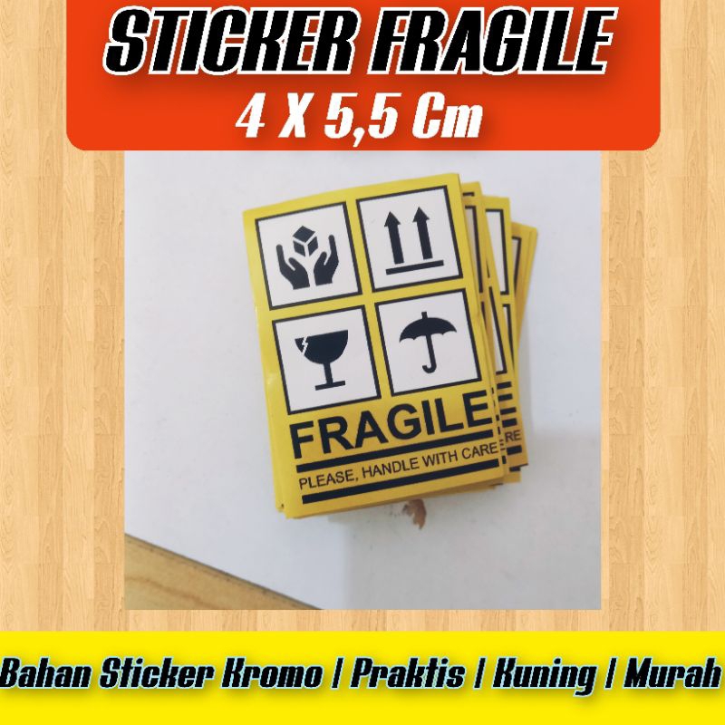 Jual STICKER FRAGILE ISI 100 PCS UKURAN 4 X 5,5CM PRAKTIS KUNING ...
