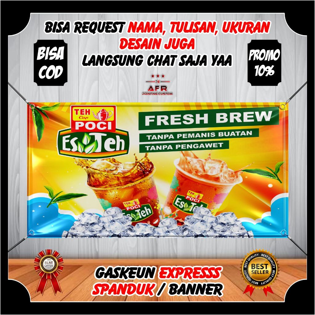 Jual Spanduk Banner/ Backdrop Es Teh Poci Murah Ukuran 100x50cm ...