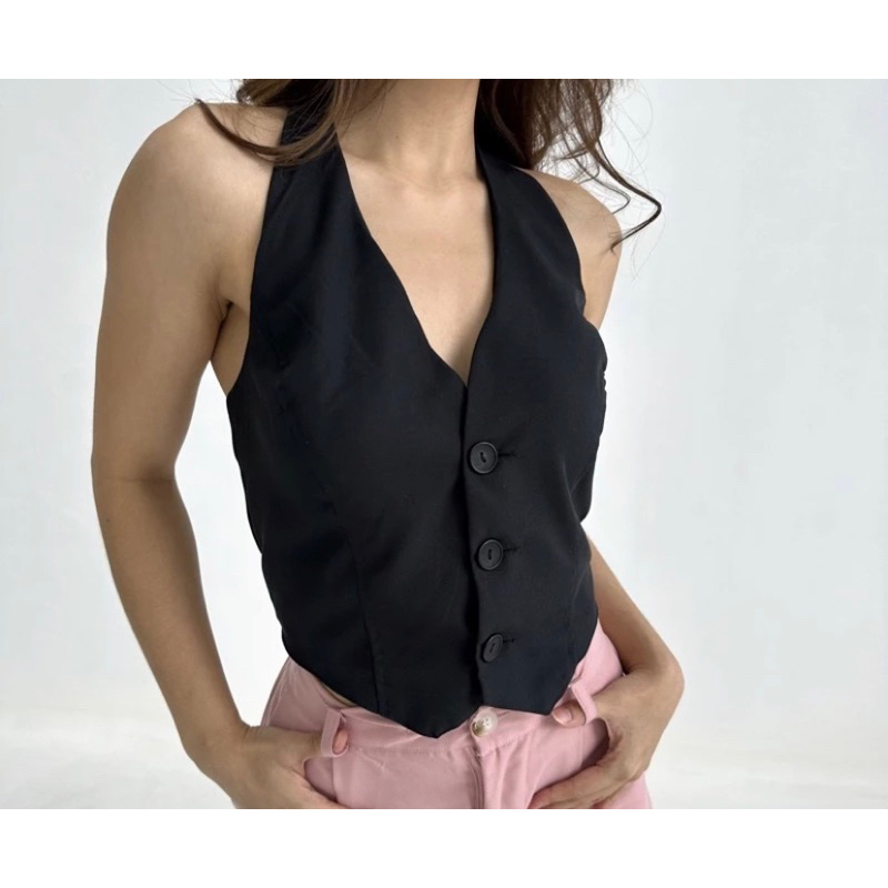 Jual BLACK HALTER VEST (baca desc) | Shopee Indonesia