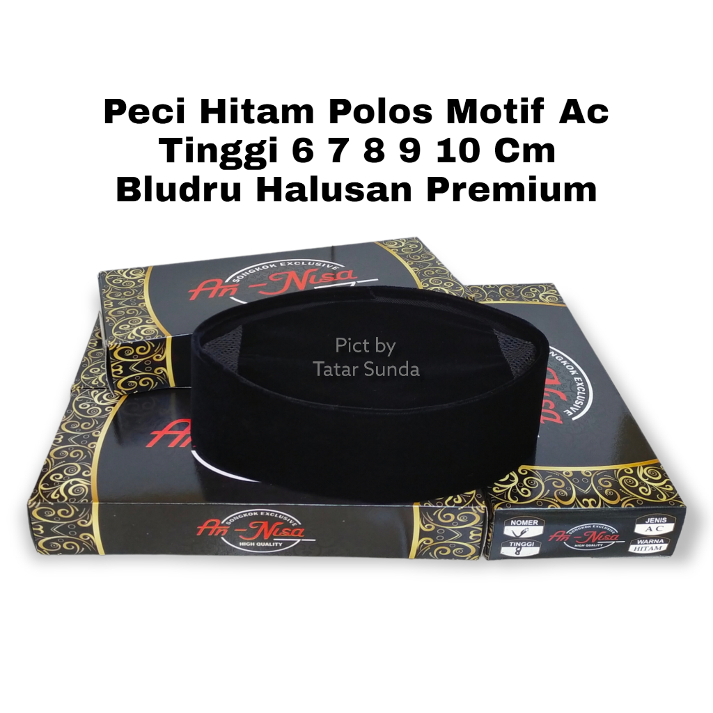 Jual Peci Hitam Dewasa Hitam Polos Ac Tinggi 6-7-8-9-10 Cm Songkok ...