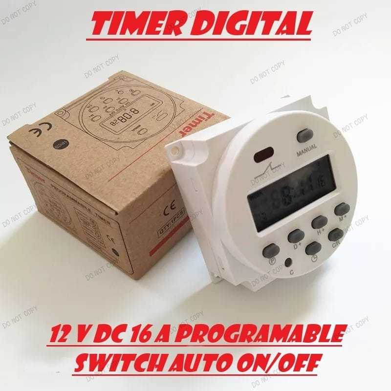 Jual Timer Digital 12V DC 16A Programable Switch AUTO ON/OFF Timer 12 V ...