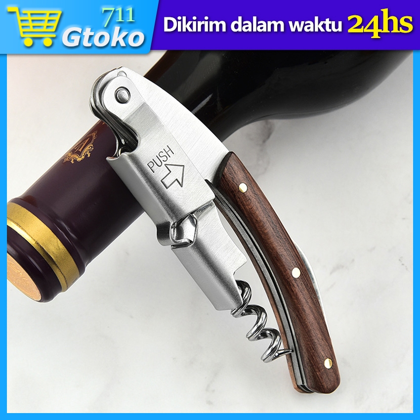 Jual Wine Opener Wooden Corkscrew Alat Pembuka Tutup Botol Wine Kayu ...