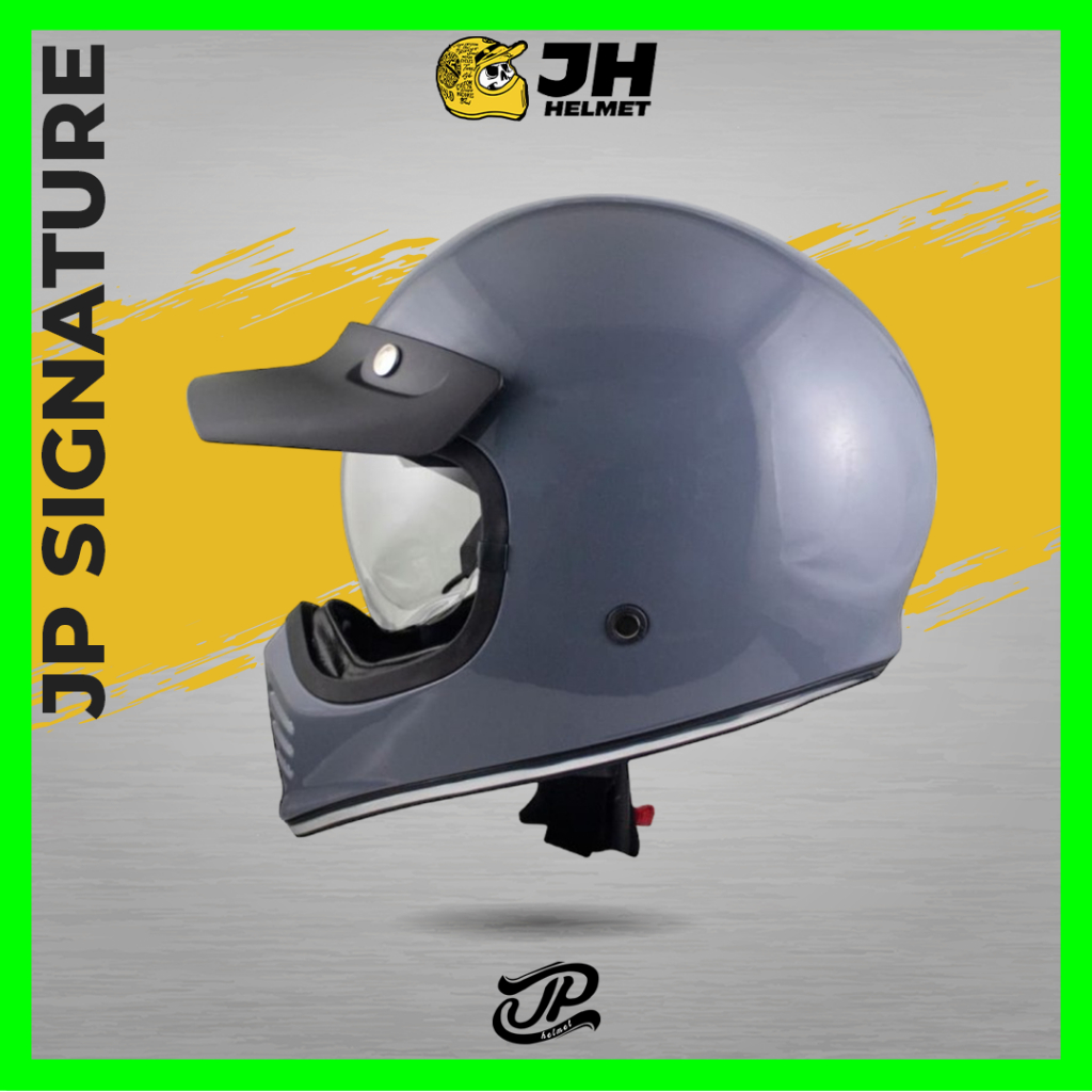 Jual Helm JP Signature Solid Dark Grey Glossy | Helm Cakil | Helm Retro ...
