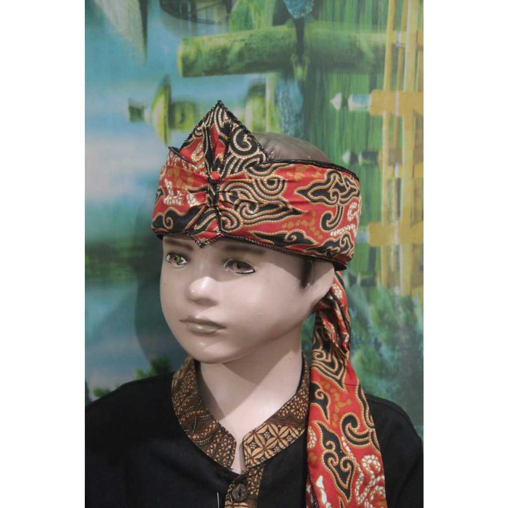 Jual iket kepala sunda jawa totopong batik ukuran anak dan dewasa atas bolong (IKBA MERAH ...