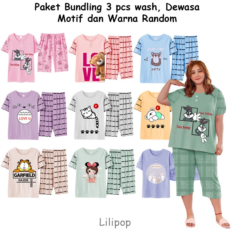 Jual PAKET HEMAT BUNDLING 3 PCS SETELAN BAJU TIDUR 3/4 STANDAR DAN ...