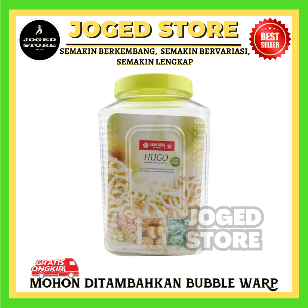 Jual Toples Hugo 15 Liter PP-62 Hugo Square Jar 212 | Toples Krupuk ...