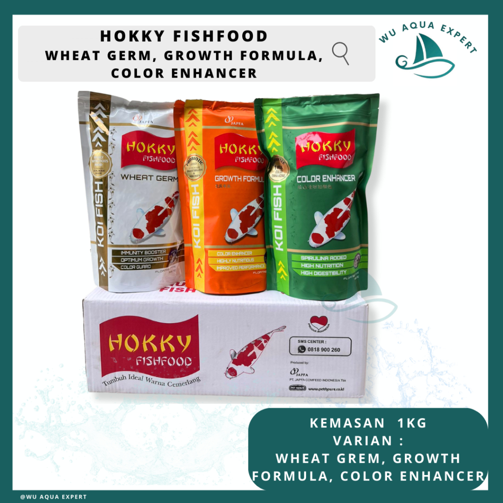 Jual PAKAN KOI HOKKY WHEAT GERM COLOR ENHANCER SPIRULINA GROWTH HIGH ...
