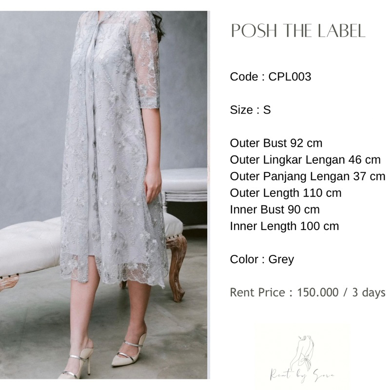 Jual SEWA / RENTAL DRESS KONDANGAN POSH THE LABEL CPL003 | Shopee Indonesia