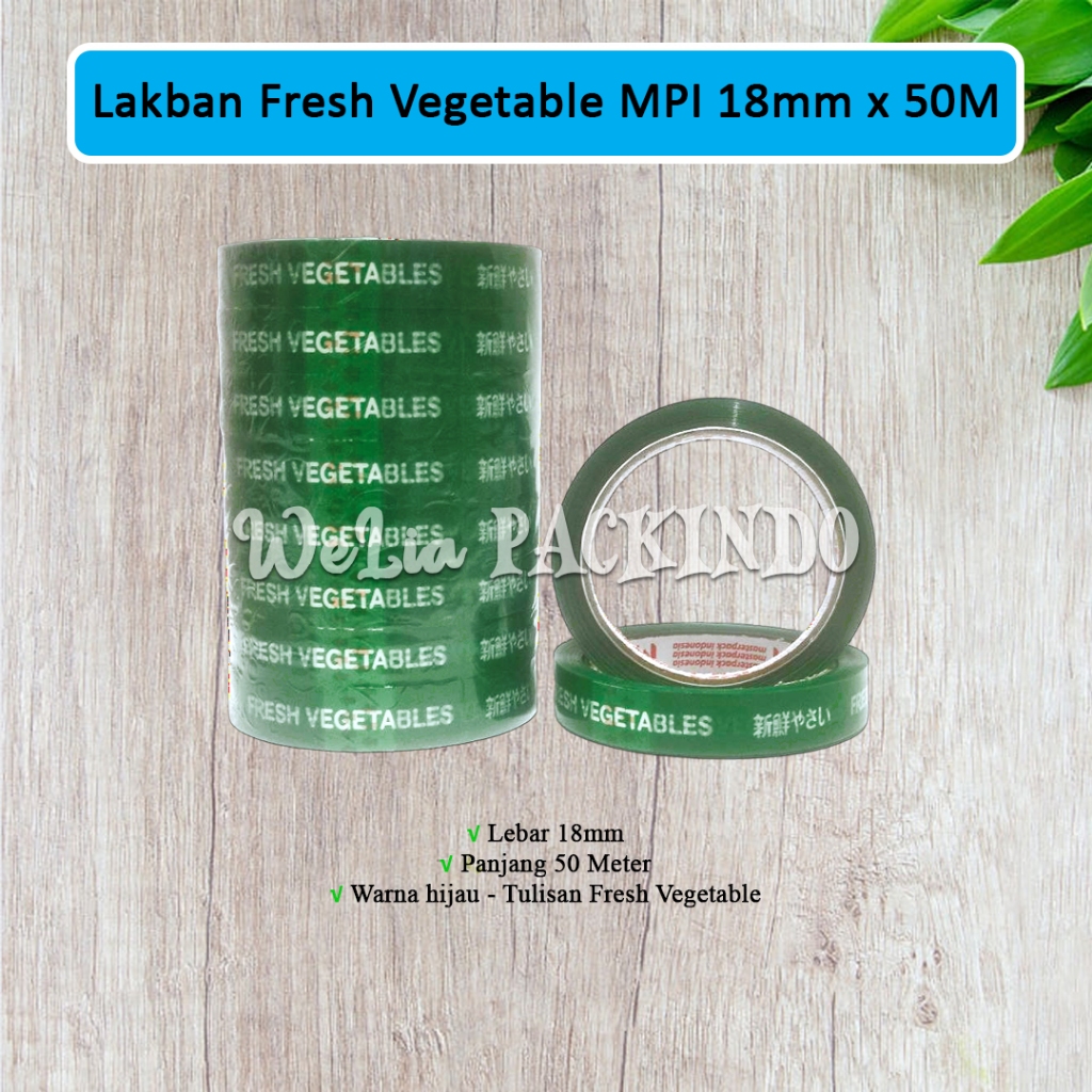 Jual Lakban Sayur Hijau Fresh Vegetables MPI 18mm x 50 Meter/ Isolasi ...