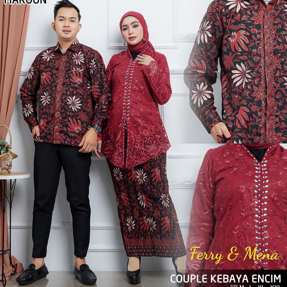 Jual Baru Kebaya modern batik encim payet Batik Couple Kebaya Modern ...