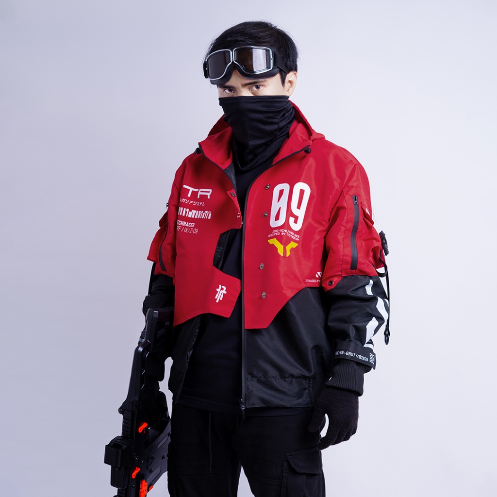 Jual TECHRACER - Gravity Red - Windproof Techwear Jacket Bomber ...