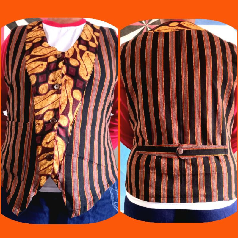 Jual Rompi Tenun Lurik Vest Batik Outer | Shopee Indonesia