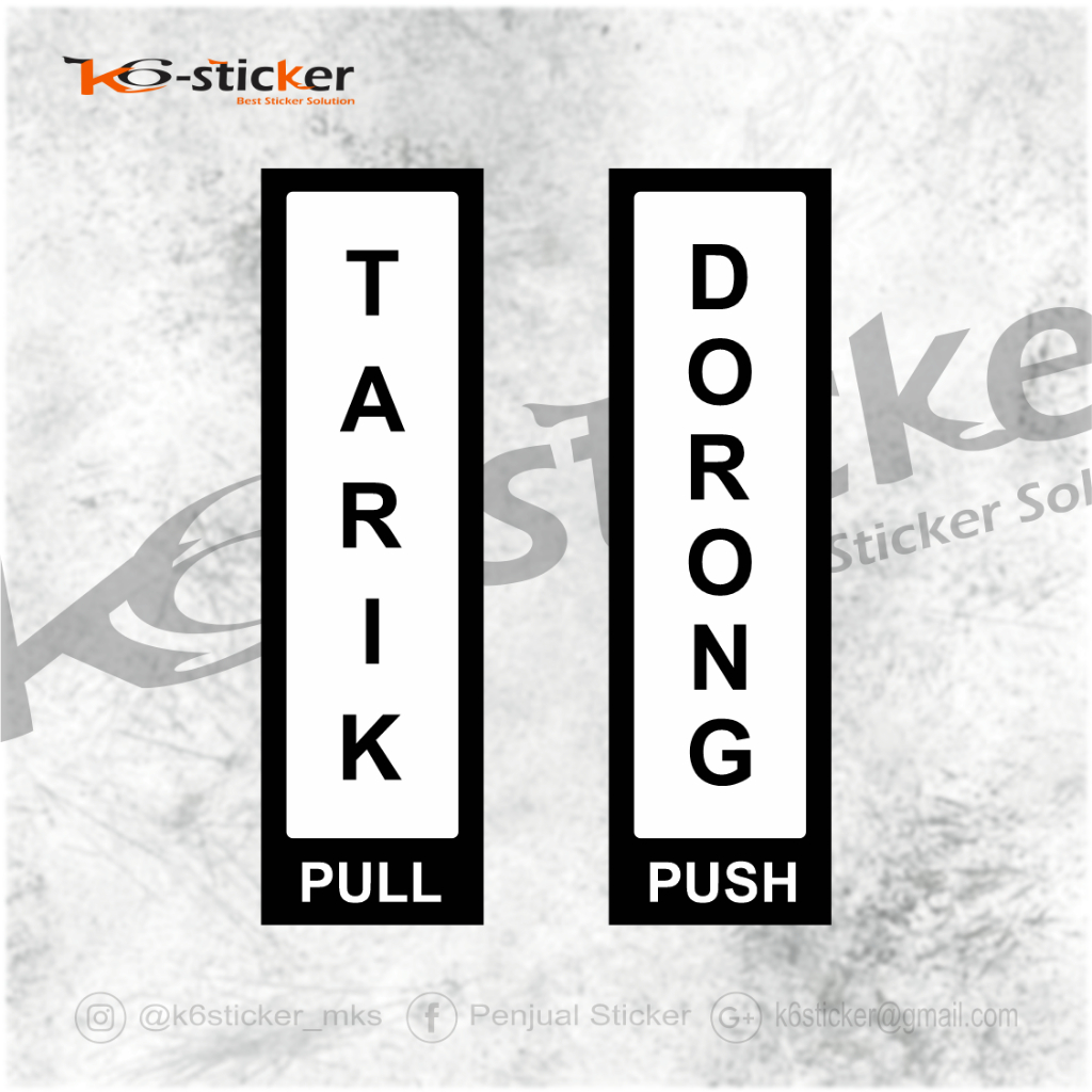 Jual Sticker Label Sign Marka Stiker Pintu Tarik Dorong Push Pull Hitam ...