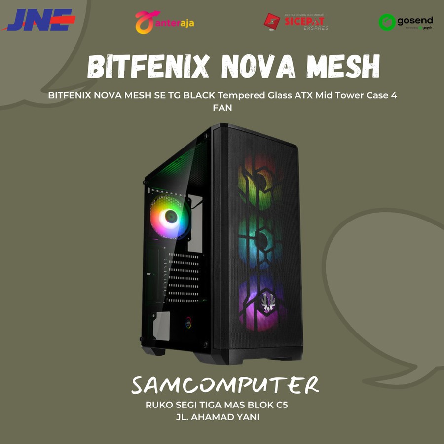 Jual BITFENIX NOVA MESH SE TG BLACK Tempered Glass ATX Mid Tower Case 4 ...
