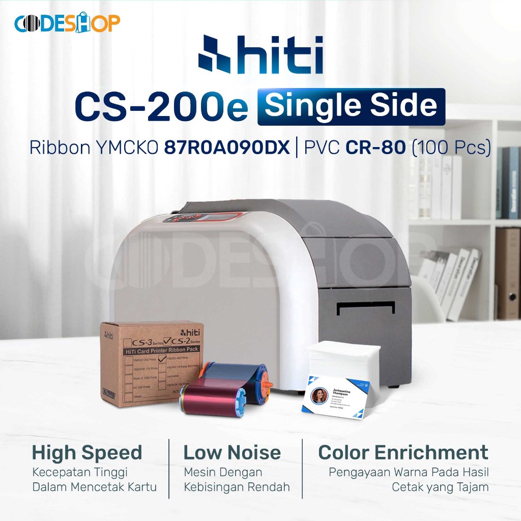 Jual Paket Printer ID Card Hiti CS200e + Ribbon YMCKO + 500 Blank Card ...