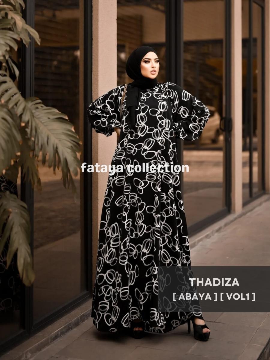 Jual Fataya Collection THADIZA Abaya Monochrome Motif Ring - Kain Silk ...