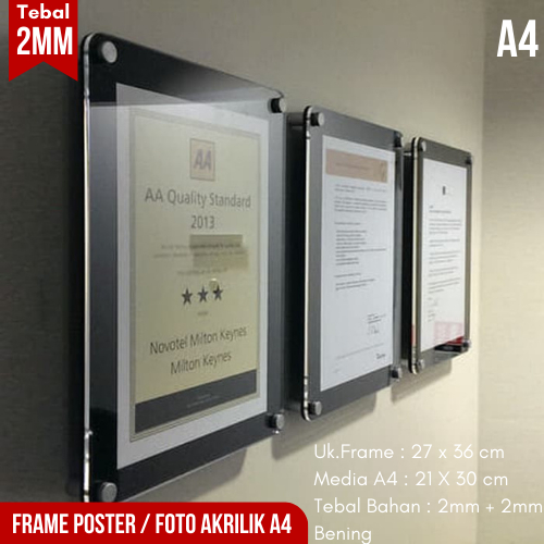 Jual Frame Foto Akrilik Poster Dinding Acrylic Ukuran A4 Acrylic Display 2mm A4 Frame 21x30cm ...
