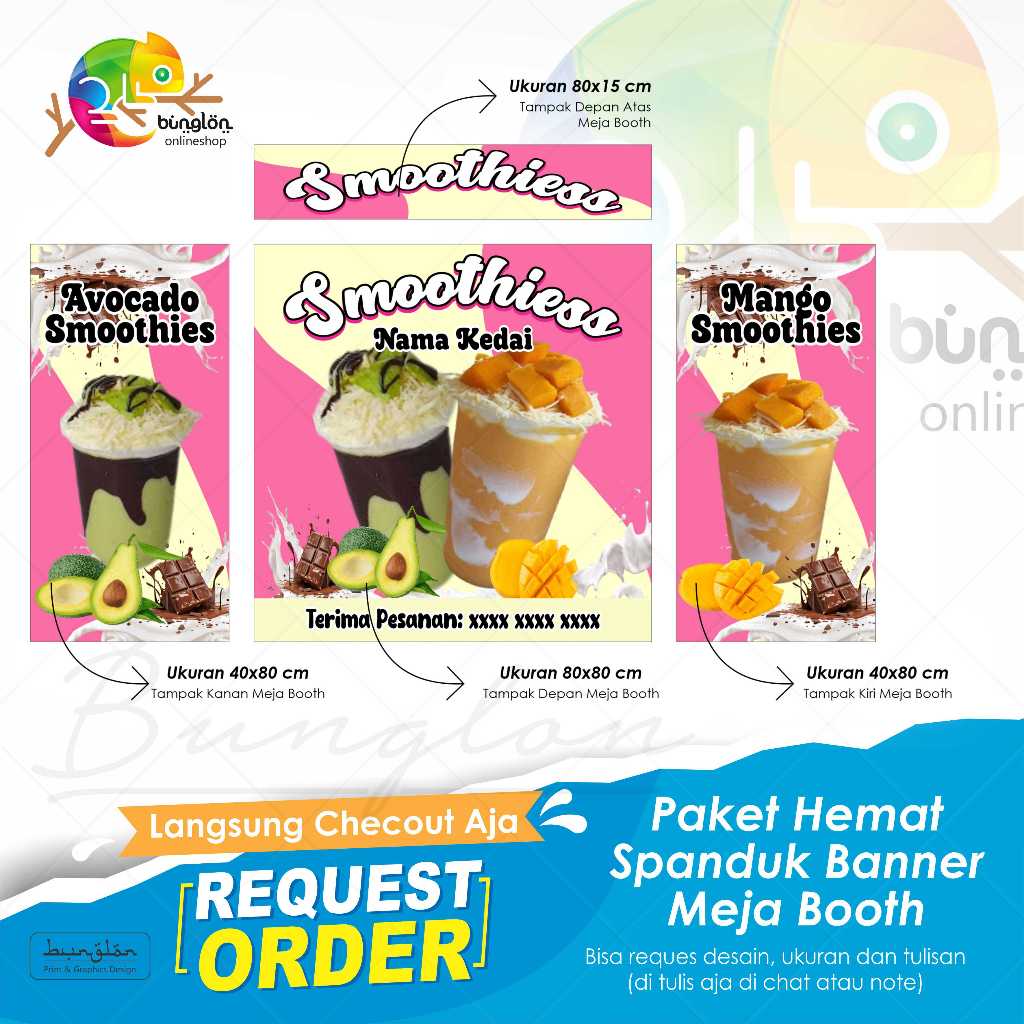 Jual Spanduk Banner Paket Hemat Meja Booth Es Smoothies | Shopee Indonesia