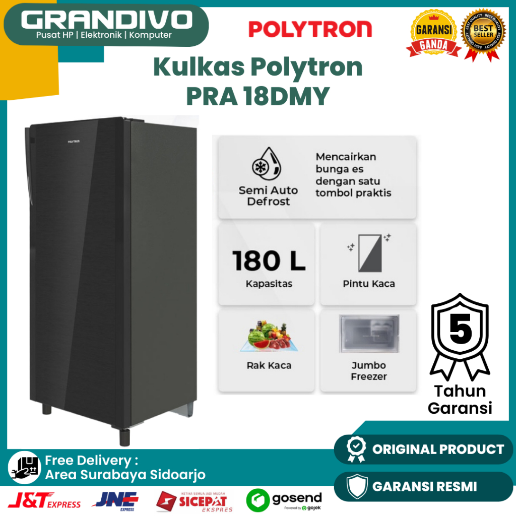 Jual Kulkas Polytron Belleza 1 Pintu 180 Liter PRA 18DMY Jumbo freezer ...
