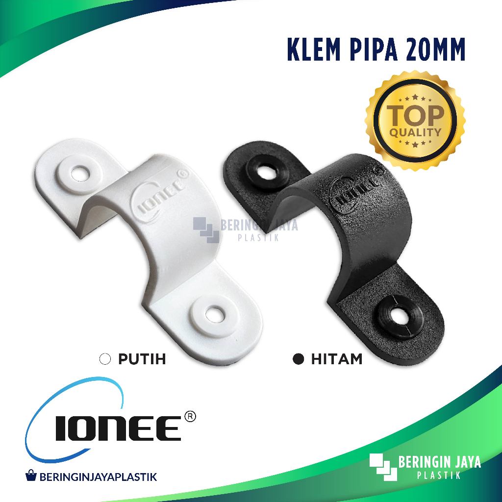 Jual IONEE Klem Pipa 20 mm Warna Putih & Hitam / Klem PVC Conduit ...