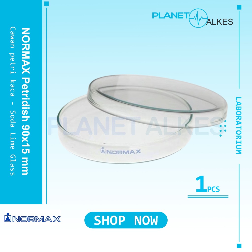 Jual NORMAX Petridish Soda Lime Glass 90x15 mm (Clear) / Cawan Petri ...