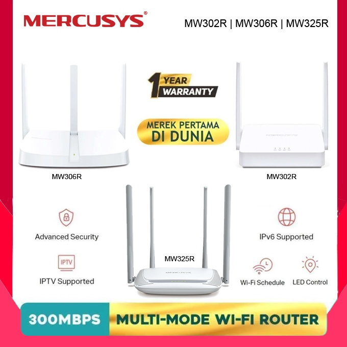 Jual Mercusys 300Mbps Multi-Mode Wireless N Router MW325R | MW306 ...