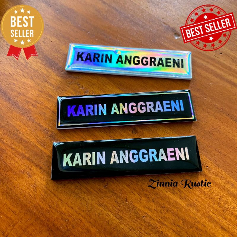 Jual Nametag hologram nama dada akrilik nametag resin nametag custom ...