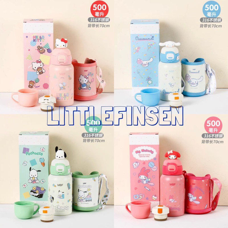Jual Botol minum stainless 2in1 tali panjang sanrio/sanrio botol termos 2 in 1 original | Shopee ...