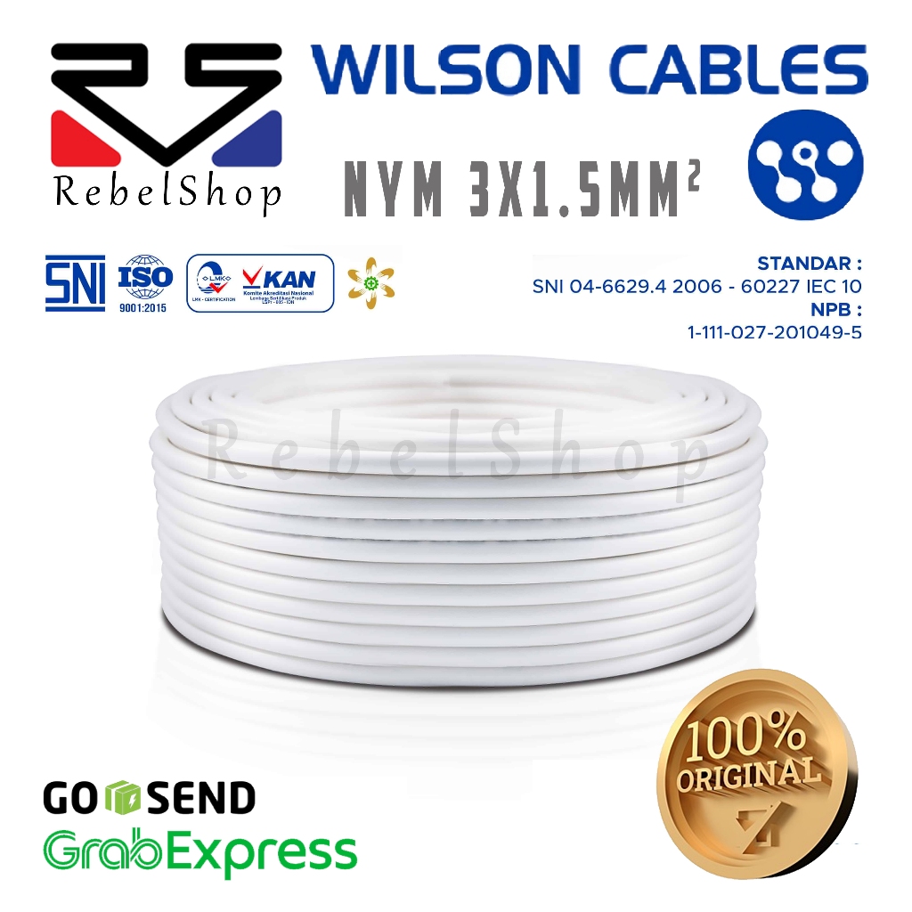 Jual Wilson Cables NYM Roll 3x1.5 mm2 Kabel Tembaga Kawat - 50 Meter ...