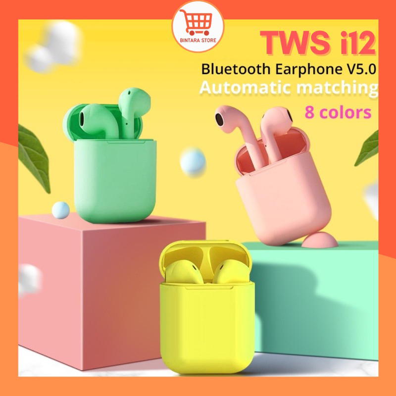 Jual Headset Bluetooth Inpods Wireless i12 Earphone TWS 5.0 Warna ...