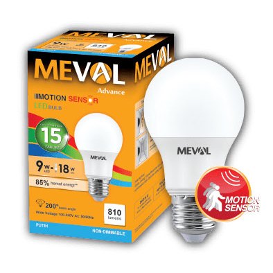 Jual Lampu LED MEVAL Motion Sensor 9 Watt Putih 1207901000911 AF8 09A ...
