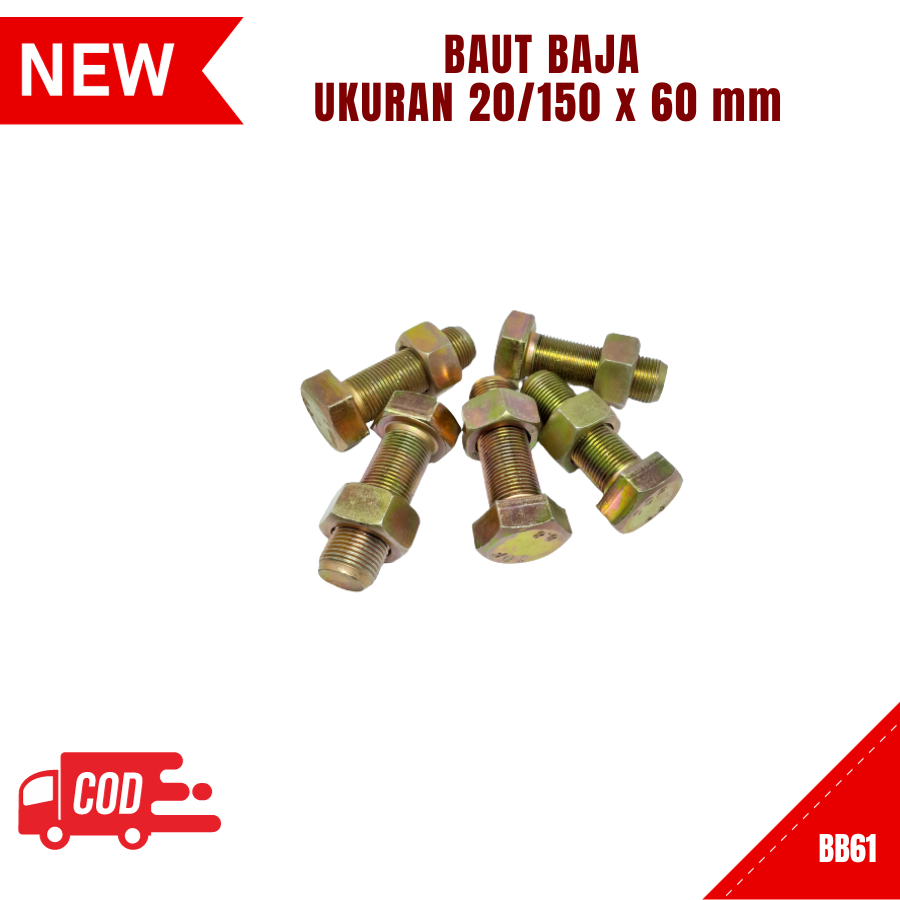Jual Produk Baut Baja Ukuran 20/150 x 60 mm Warna Kuning Bahan Besi Mur ...