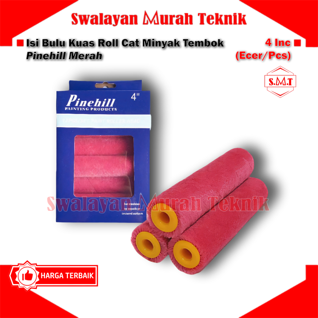 Jual Isi Bulu Kuas Roll Cat Minyak Tembok Pinehill Merah 4" (Ecer/Pcs ...