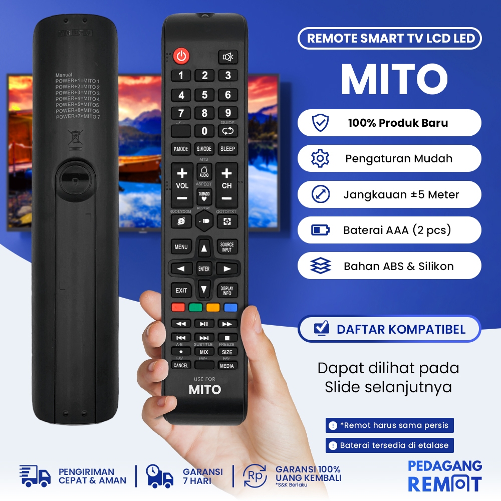 Jual Remot Remote TV Mito LCD LED Android Smart TV 2411 3255i 3218 A120 ...
