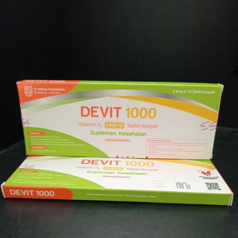 Jual Devit 1000 / Vitamin D3 1000 IU / Box / 3 Strip @ 10 Tablet ...