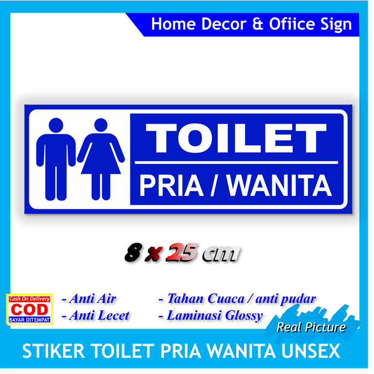 Jual label stiker new kamar mandi pria wanita unsex sticker toilet wc ...
