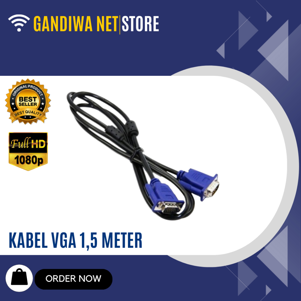 Jual Kabel VGA to VGA / Kabel VGA 1,5 Meter Original | Shopee Indonesia