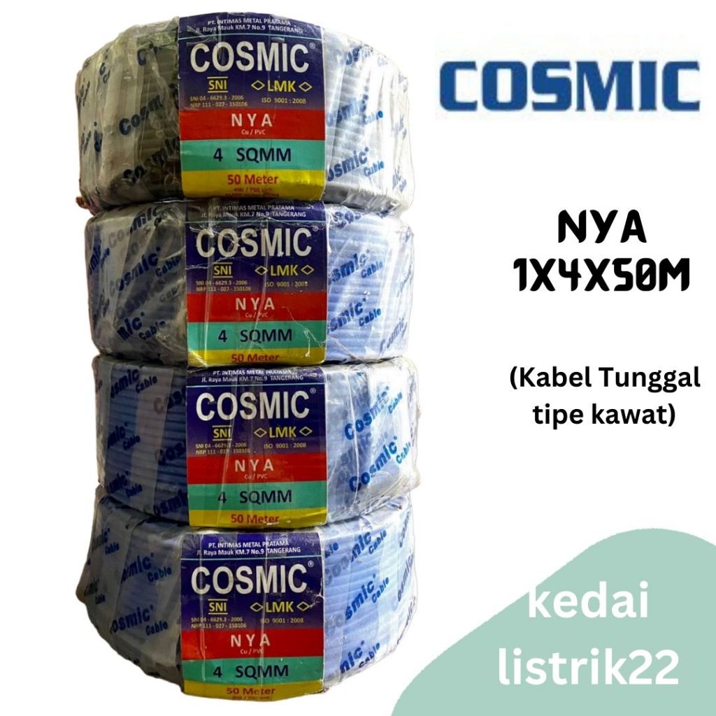 Jual Kabel NYA, Kabel tunggal, Kabel tanam Kabel Tembaga NYA 4mm Cosmic ...