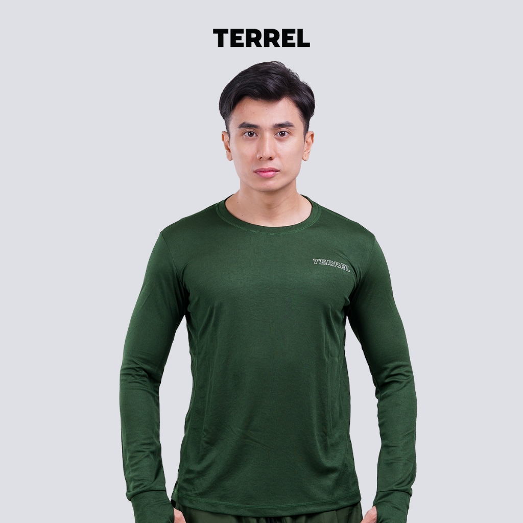 Jual Terrel sports wear basic long sleeve green baju olah raga dry fit pria lari running gym ...
