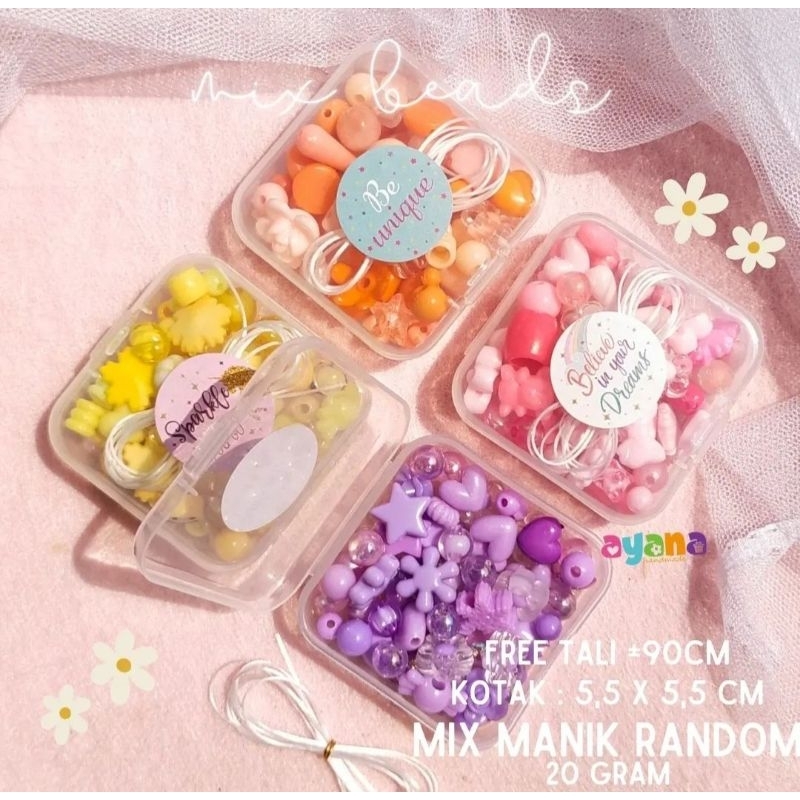 Jual mini mix set Box manik meronce 20gr free tali | Shopee Indonesia